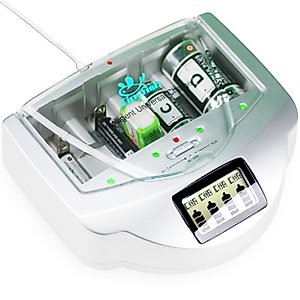 Alkaline Battery Charger|NiCd Discharger|NiCd Charger|NiMh Charger|Universal Battery Charger|Universal Fast Charger for Size AA, AAA, C, D, 9V Batteries Tinyfish PPU9600(No Cells Included)