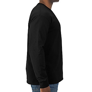 Jerzees Men's Dri-Power Cotton Blend Long Sleeve Tees, Moisture Wicking, Odor Protection, UPF 30+, Sizes S-3X, Black, Medium