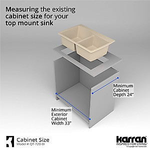 Karran QT-720 Drop-In Quartz Composite 34 in. 1-Hole 50/50 Double Bowl Kitchen Sink in Bisque