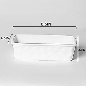 HAOTOP Ceramics Nonstick Baking Bread Loaf Pan, 8.5 x 4.6 Inch (White)