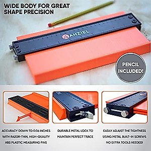 Contour Gauge Tool with Lock (10 inch) - Adjustable Duplicator Profile Tool, Precisely Copy Irregular Shapes, Ultra Wide Edge Measuring Tool Must Have for DIY Construction Handyman Woodworking Tracing