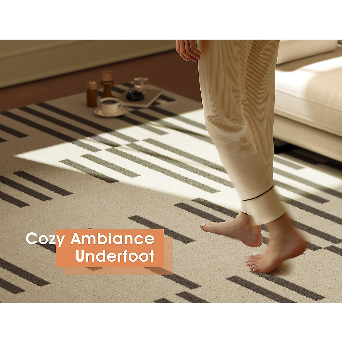 TTelephant Modern Machine Washable Area Rug 9x12, Spill-Proof Surface, Non-Slip Backing, Cozy Soft Faux Wool, Printed Living Room Rugs, Bedroom Rugs, Dining Room Rugs - Miro