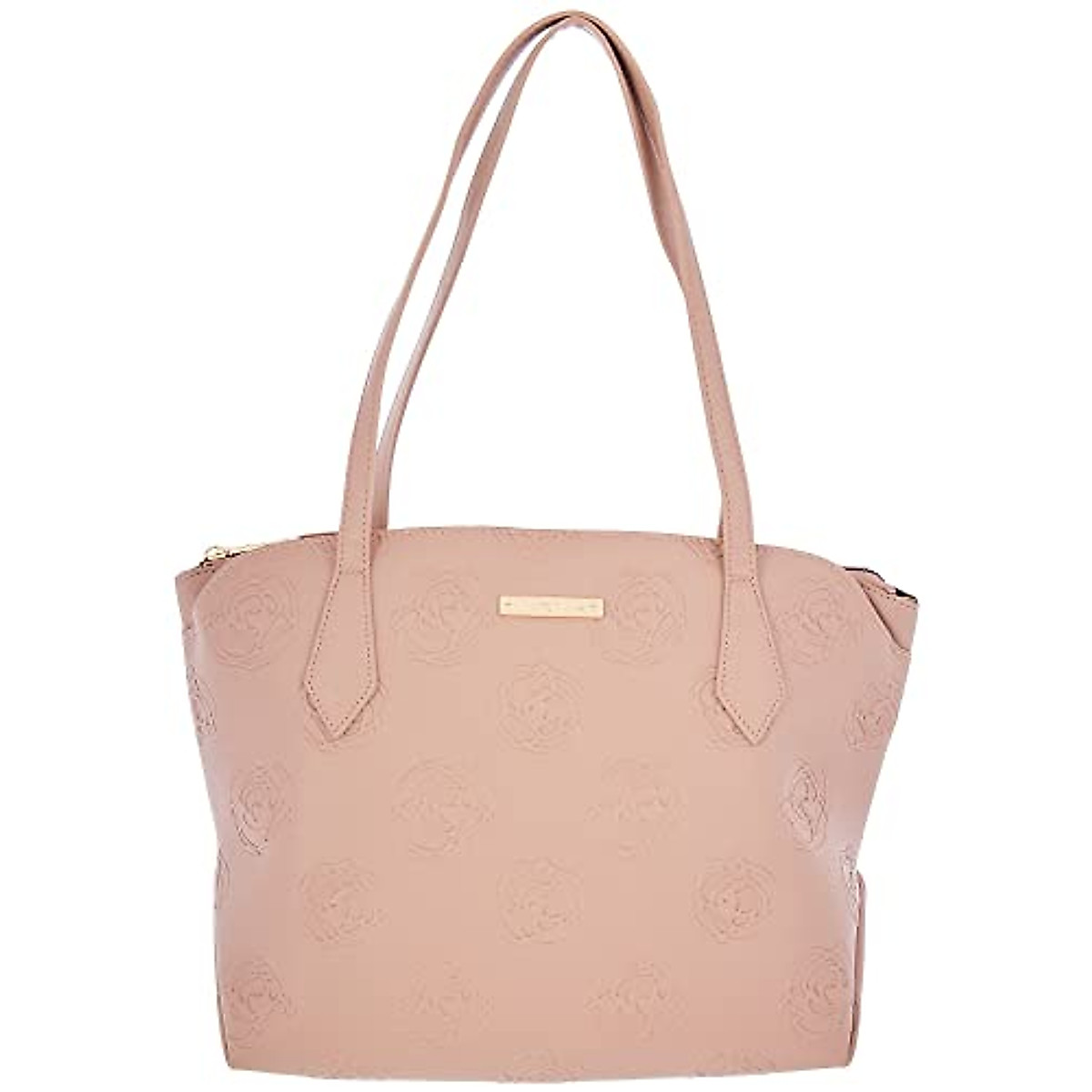 Betsey Johnson Debossed Roses Triple Compartment Faux Leather Tote Shoulder Bag