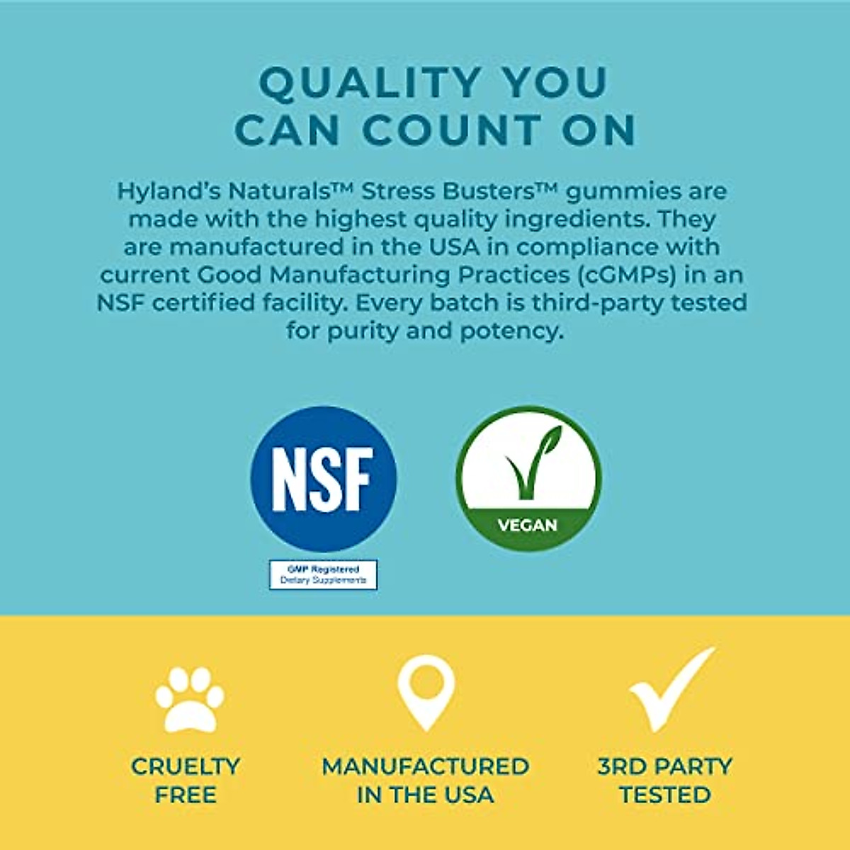 Stress Busters Gummies by Hyland's Naturals, Calm and Focus with L-Theanine, Chamomile and Lemon Balm, 60 Vegan Gummies (30 Days)