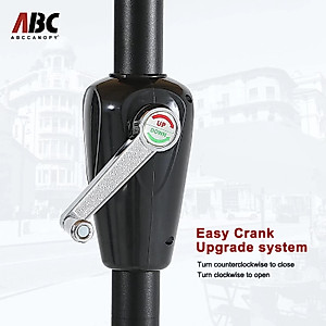 ABCCANOPY Patio Umbrella 9ft - Outdoor Table Umbrella with Push Button Tilt and Crank, 8 Ribs Umbrella for Patio Pool Garden Deck (Khaki)