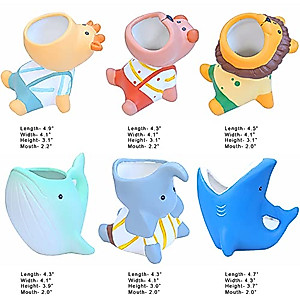 Succulent Pots - Small Succulent Planters Pots with Drainage Set of 6, Cute Cartoon Animal Planter Pots Ceramic Pots for Indoor Cactus Plants Tiny Flower Bonsai Planter Container for Home Garden