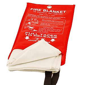 Aksipo Fire Blanket Fiberglass Fire Emergency Blanket Suppression Blanket Flame Retardant Blanket Emergency Survival Safety Cover for Kitchen Home House Car Office Warehouse, 2 Pack (39.3X 39.3 inch)