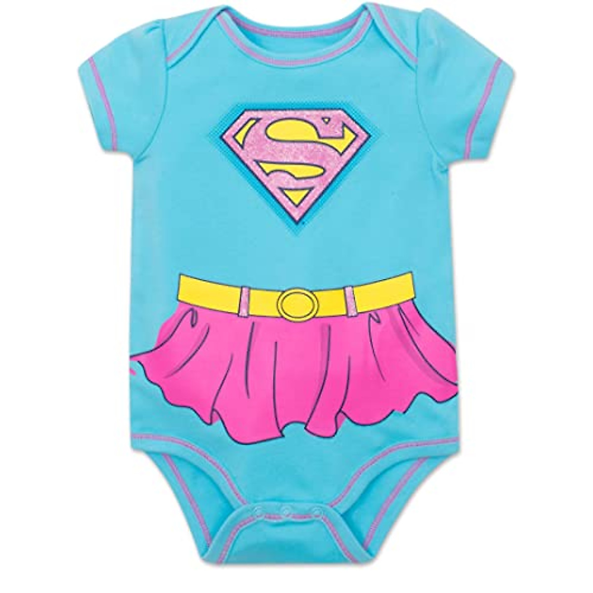 WARNER BROS Justice League Newborn Baby Girls 5 Pack Cosplay Costume Bodysuits Logo Girls 0-3 Months