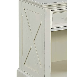 Home Styles Seaside Lodge Nightstand in White Finish, Wide Frame, Plank Top Design with One Drawer and Open Storage, Frame Constructed from Mahogany Wood Solids