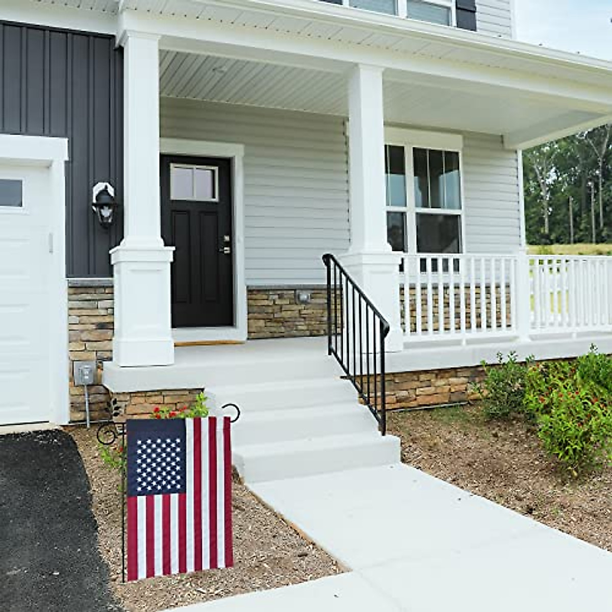 SYII American Garden Flag 12x18 Inch Made in USA, Embroidered Stars US Yard Flags for Lawn Patio 4th of July Patriotic Decor