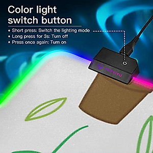 Large RGB Gaming Mouse Pad Cactus Plants Editorial Decoration Purposes Glowing Extended Mousepad 35.4x15.7in, Soft Anti-Slip Rubber Base Luminous Mouse Mat for Pc Laptop, Gaming, Office, Home