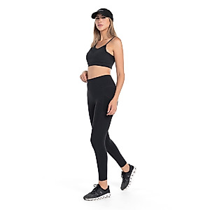 Kyodan Women’s Brushed Mesh Run Leggings Yoga Pants with Pockets 25” Black Mediu