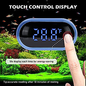 Aquarium Thermometer Digital - Fish Tank Thermometer, LED Fish Tank Thermometer with Touch Screen, Digital Fish Tank Thermometer with High Precision Sensor for Glass Containers, Turtle Tank, Aquariums