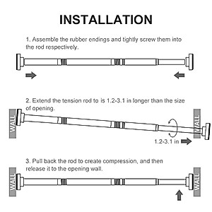 Ausemku Shower Curtain Rod Tension - 40-72 Inch Never Rust Non-Slip Spring Tension Curtain Rod No Drilling Stainless Steel Curtain Rod Use Bathroom Kitchen（Black）
