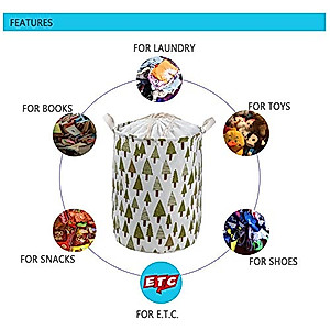 HeyToo 17.7in Drawstring Waterproof Foldable Laundry Hamper,Dirty Clothes Laundry Basket,Handle Linen Bin Storage Organizer for Toy Collection Tree