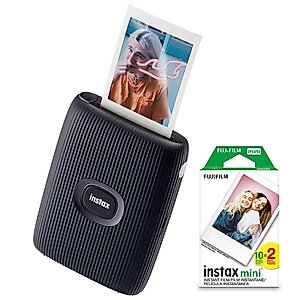 Fujifilm Instax Mini Link Instant Smartphone Printer (Dark Denim) with Fujifilm Instax Mini Film (10 Exposures, White, 2-Pack) Bundle (3 Items)