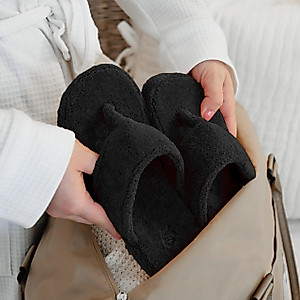 Acorn Women's Spa Thong Slippers with Cloud Contour Comfort - Arch Support and Plush Fluffy Terry Lining, Perfect for Beach, Camping, Poolside, or Bathroom Wear, Natural, 6.5 - 7.5