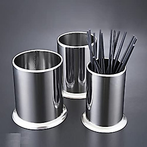 luzen 1PC Stainless Steel Kitchen Utensil Holder Chopsticks Spoons Forks Tableware Storage Organizer Drying Holder with Drain Holes for Kitchen Counter, Silver