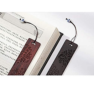 Wooden Handmade Carving PUTAHQ Natural Wood Bookmarks Gift Box Set,Handmade Natural Bookmarks with Tassel, Gift for Teachers, Students, Men and Women.?Years, Fleeting time?
