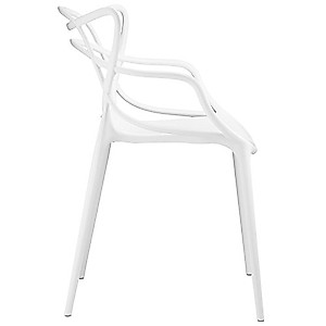 Modway Entangled Modern Molded Plastic Four Dining Armchairs in White