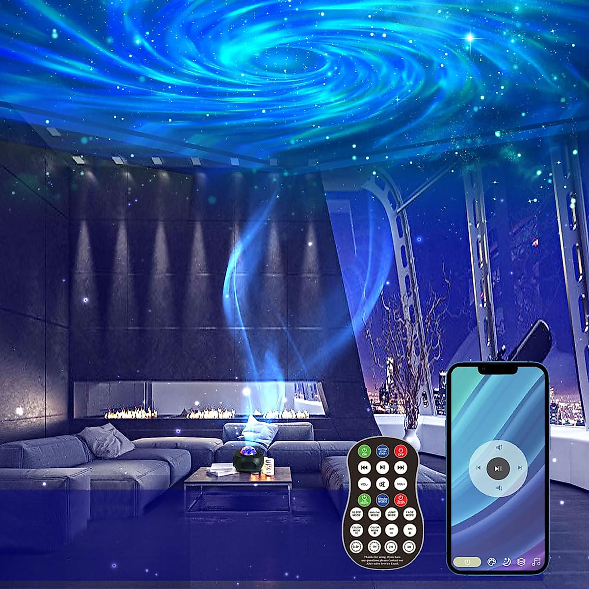 KisMee Galaxy Projector Night Light RGB Dreamy Colors Nebula Rotate Lazer Star Projector Remote Control for Bedroom Deco Birthday Party Christmas Gift… (Black Hole)