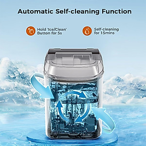 AGLUCKY Nugget Ice Maker Countertop,35lbs/24H,Portable Pebble Ice Machine with Handle,Self-Cleaning Function,Pellet Ice Maker for Home/Kitchen/Office(Black)