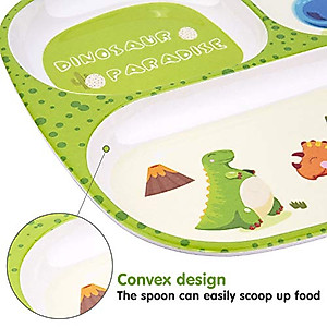 Lightening Kid Plate Set, Baby Dinnerware for Child Toddlers Feeding Divided Plate, BPA Free, Food-safe and Eco Friendly (Green)