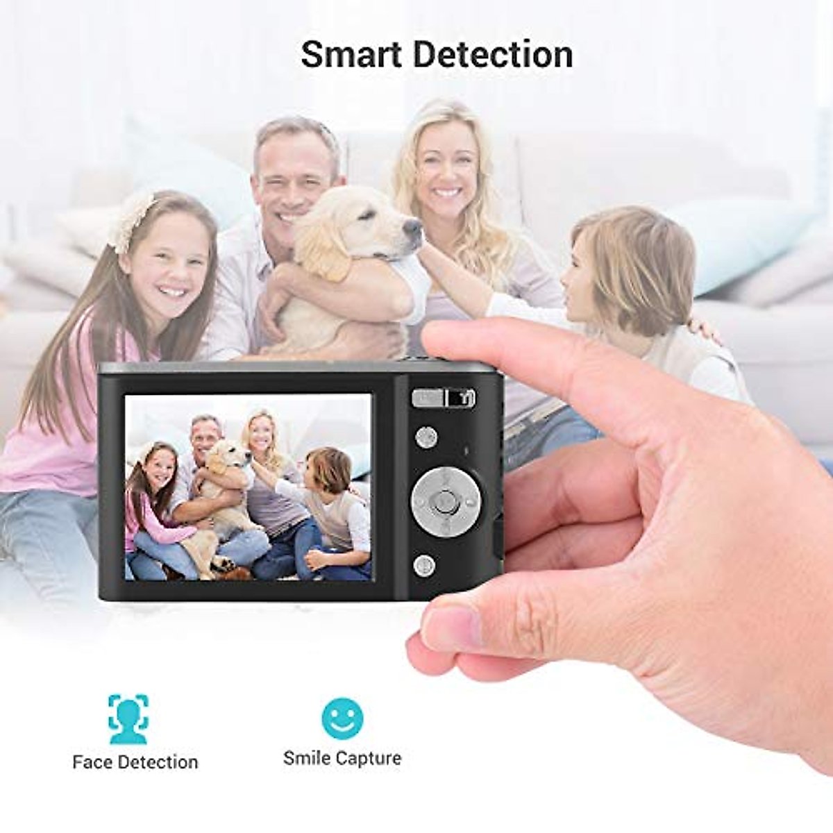Andoer Portable Digital Camera 48MP 2.7K 2.88-inch IPS Screen 16X Zoom Auto Focus Self-Timer 128GB Extended Memory Face Detection Anti-Shaking with 2pcs Batteries Hand Strap Carry Pouch