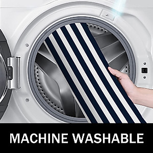 Nautical Anchor Indoor Door Mat, Absorbent Floor Mats Bathroom Rugs, Summer Ocean Coastal Blue White Striped Kitchen Runner Rugs, Non Slip Doormat for Bedroom/Sink/Laundry, 16"x24"