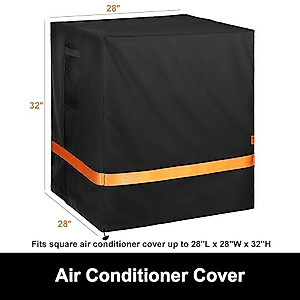 Joyhalo Air Conditioner Covers For Outside 600D Oxford Cloth, Waterproof Air Conditioner Cover, Heavy duty Ac Unit Covers Outdoor With Adjustable Straps And Handles 28 x 28 x 32 Inches Black
