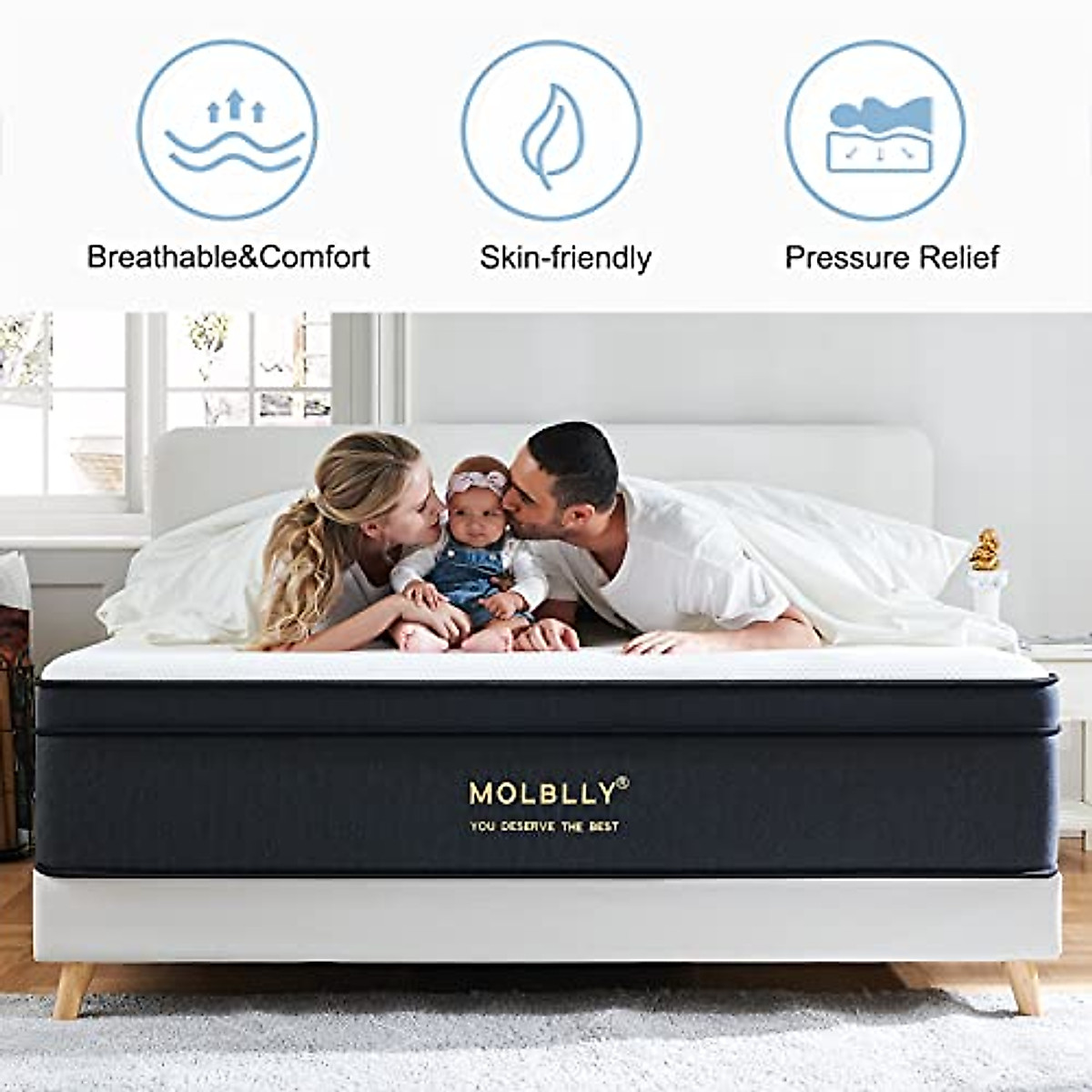 Molblly Full Mattress, 12 Inch Hybrid Mattress in a Box with Gel Memory Foam, Individually Wrapped Pocket Coils Innerspring, Pressure-Relieving and Supportive,Non-Fiberglass,Mattress Full Size