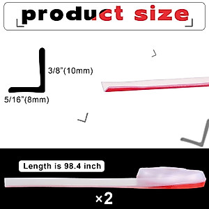 Tondiamo 2 Roll Shower Door Side Seal Strip 196.8 Inch Glass Frameless PVC Bulb Shower Door Bottom Adhesive Seal for Gap Shower Edge Trim Gasket Door Sweep