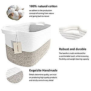 Storage Baskets 2 Pack, Woven Rope Baskets, Toy Storage, Gift Baskets empty, Baskets on Shelves, Blanket Baskets for Nursery, Laundry, Towels, Closets, Electronics, Cosmetics, Books, Toys, Brown/White.