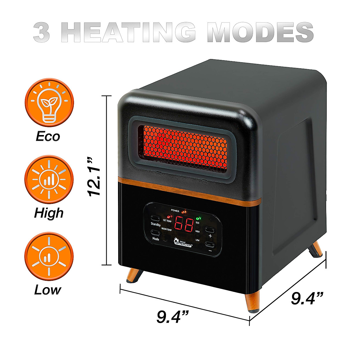 Dr Infrared Heater DR-978 Infrared Space Heater, Hybrid, Black