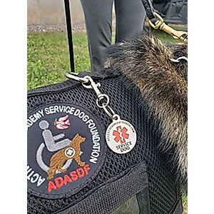 ActiveDogs.com Double Sided Service Dog Chrome Tag, ADA Access Required Federal Law Clip Tag w/Red Medical Alert Symbol - 1.25"