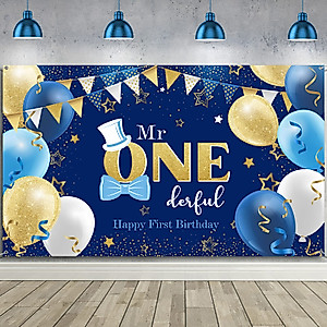 Irenare Boys 1st Birthday Decoration Mr. Onederful Birthday Party Supplies Boy 1st Birthday Backdrop Banner for Baby Toddler Little Man First Birthday Party Decor Photo Prop