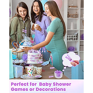 60PCS Purple Clothes Pins for Baby Shower Games Girl, Transparent Acrylic Clothes Pin Bulk, 1.4'' Mini Clothespins for Photos, DIY Crafts, Baby Shower Game Prop/Party Favors/Decorations