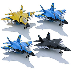 HSOMiD Alloy Planes/Airplane/Aircraft Toy with Pull Back Stealth Bombers and Fighter Planes Black (Blue)