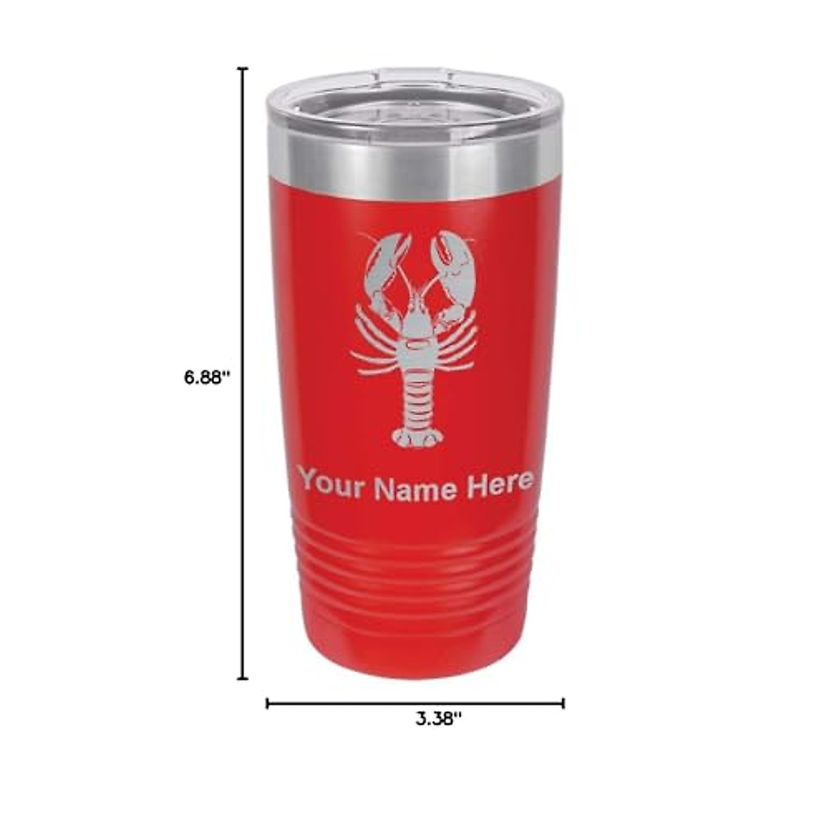 LaserGram 20oz Vacuum Insulated Tumbler Mug, Lobster, Personalized Engraving Included (Red)