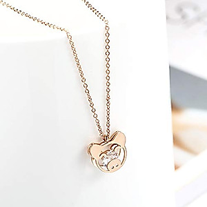 Caiyao Cute Pig Pendant Necklace Rose Gold Sweet Animal Necklace Gift for Women(with crystal)