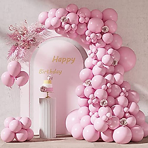 RUBFAC 87pcs Pastel Pink Balloons Different Sizes 18 12 10 5 Inches for Garland Arch, Premium Pink Latex Balloons for Girl Birthday Party Wedding Baby Shower Bridal Shower Decorations
