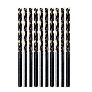MAXTOOL 1/16" 10pcs Identical Jobber Length Drills HSS M2 Twist Drill Bits Fully Ground Black & Bronze Straight Shank Drills; JBF02H10R04P10