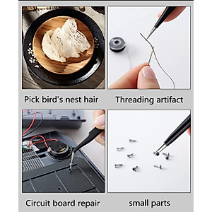 Nail Art Tweezers Nail Rhinestone Picker Tool Nail Sticker Tweezers Decal Decor Picker Eyelash Extension Nail Foil Tweezers Picker Placer 2 Pcs Black Nail Decor Tweezers