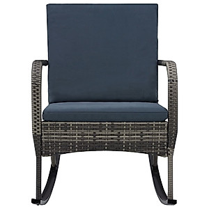 Outdoor Porch Rocker Chair for Adult, All Weather- Resistant Patio Rocking Chair for Garden Lawn Garden Rocking Chair Poly Rattan Anthracite