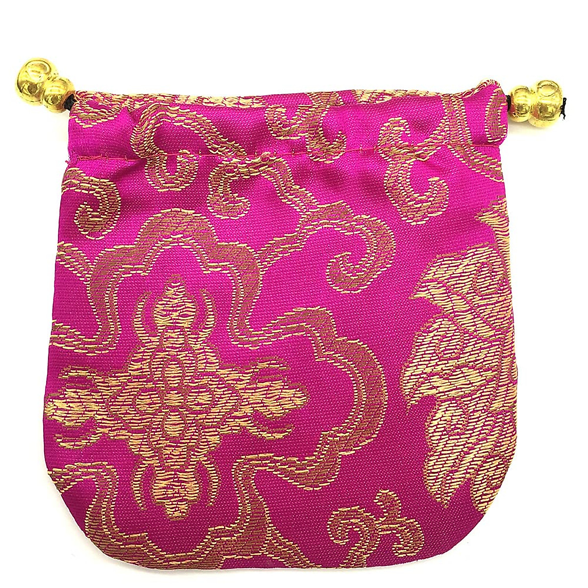 NHW Brocade Embroidery Drawstring Jewelry Bag Purse Pouch size about 4.3 * 4.3 inches