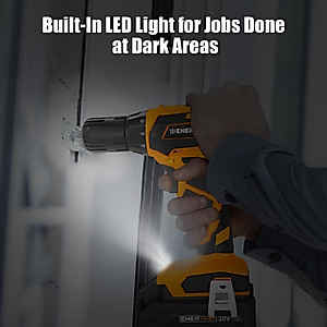 EnerTwist 20V Max Cordless Drill, 3/8 Inch Power Drill Set with Lithium Ion Battery and Charger, Variable Speed, 19 Positions and 28-Pieces Drill/Driver Accessories Kit, ET-CD-20