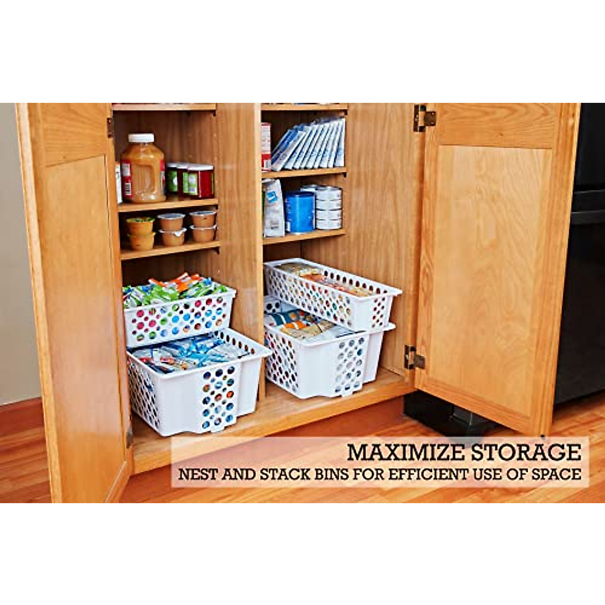 Organize Your Home Short Slide-It Baskets, 2 Pack, Stacking and Sliding Modular Storage, Great Organizing Bins for Pantry, Closet, Bedroom, Office, and all Storage, 14” x 8.9” x 4.5”
