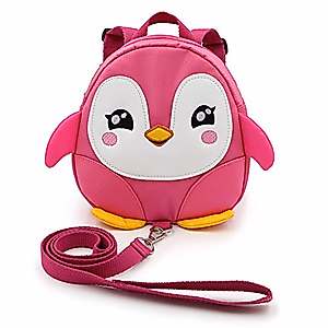 Hipiwe Baby Toddler Walking Safety Backpack Little Kid Anti-lost Travel Bag Harness Reins Cute Penguin toddler bookbag Mini Backpacks with Safety Leash for Baby Boys Girls
