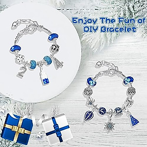 Christmas Advent Calendar 2023 Girls, 24 Days Christmas Countdown Calendar, Xmas Charm Bracelets for Girls, Stocking Stuffer Gifts Idea, DIY Jewelry Bracelet Making Kit for Kids-Blue
