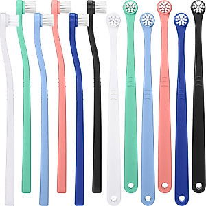 Yinder 12 Pcs Cat Toothbrush Small Dog Toothbrush Mini Head Soft Bristles Dog Tooth Brush Gentle Pet Toothbrush Long Handle Tooth Brush for Puppy Cats Large and Small Dog Dental Care (2 Colors)